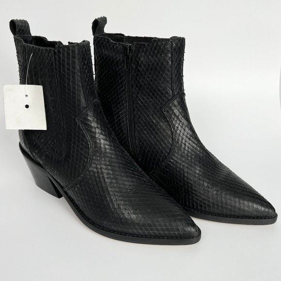 L'INTERVALLE | Shoes | Lintervalle Leather Cowboy Boots Short Heel Pointed Toe Snakeskin Ankle ...